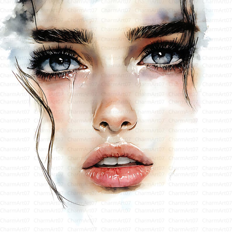 Watercolor Woman Emotions Clipart, Printable Art, Junk Journals ...