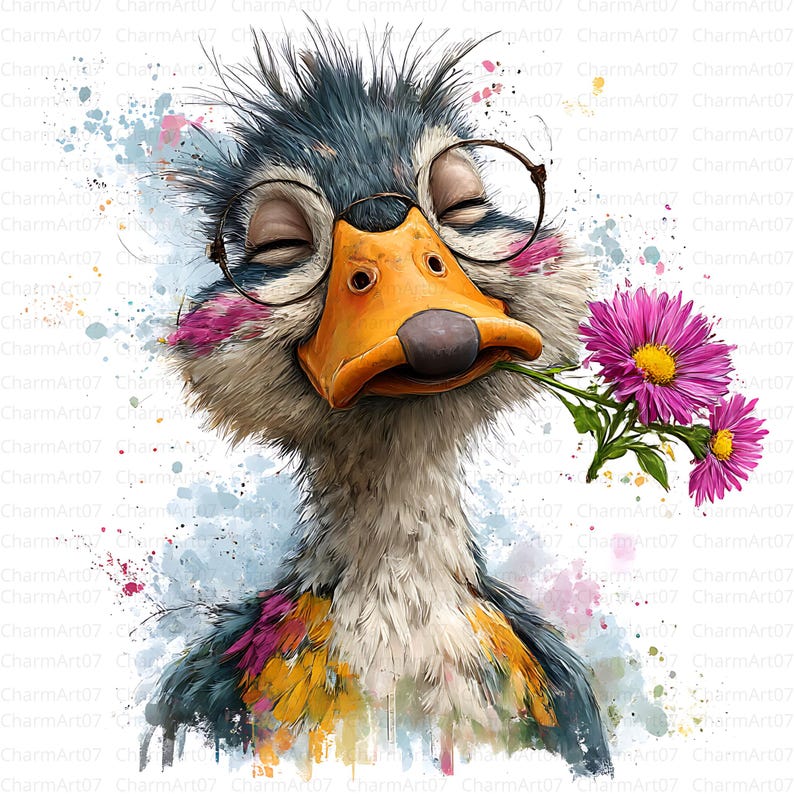 Quirky Duck Watercolor Clipart, Funny Animal Art (digital Download) - Etsy