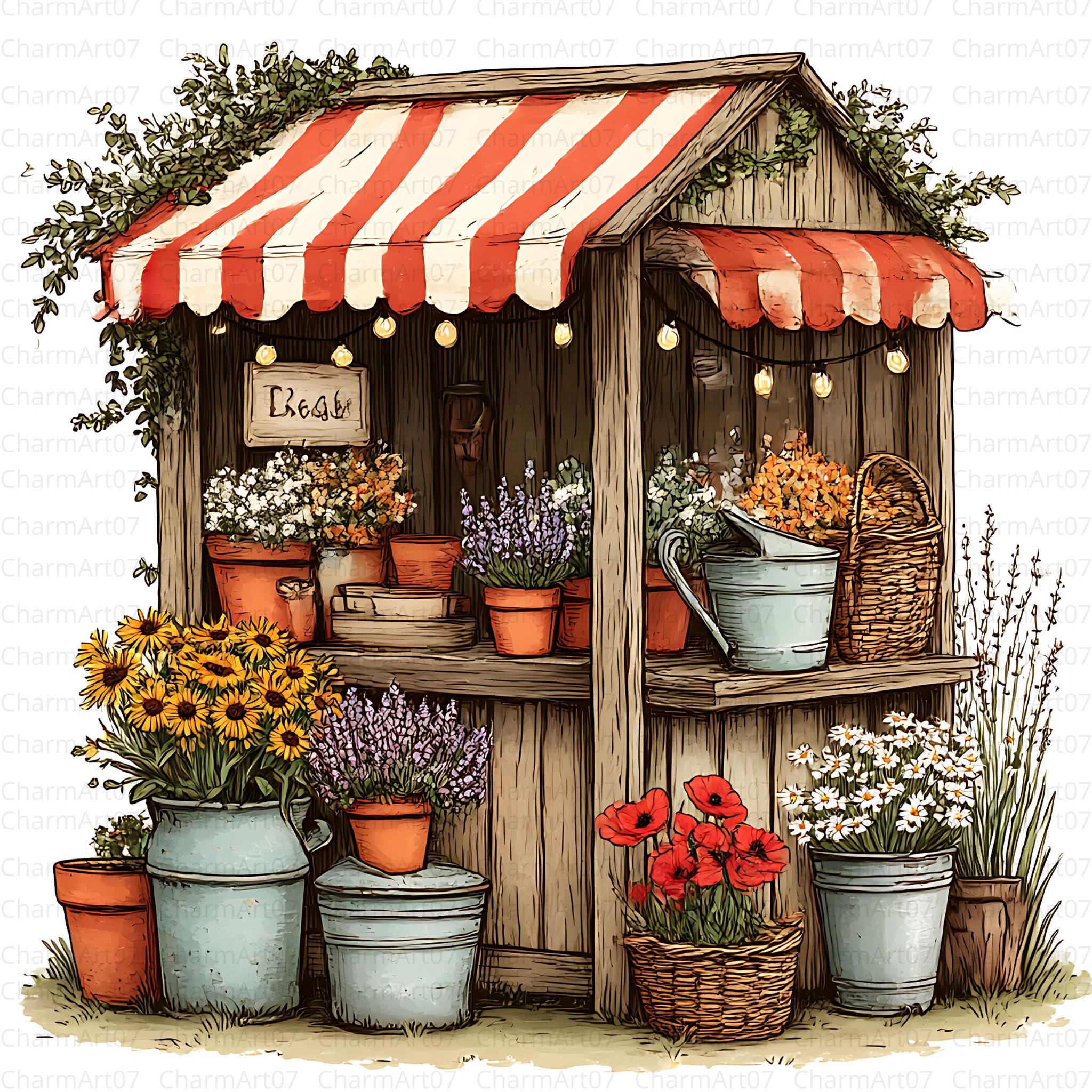 15 Flower Shop Clipart, Watercolor Floral Market (jpgs) - Etsy