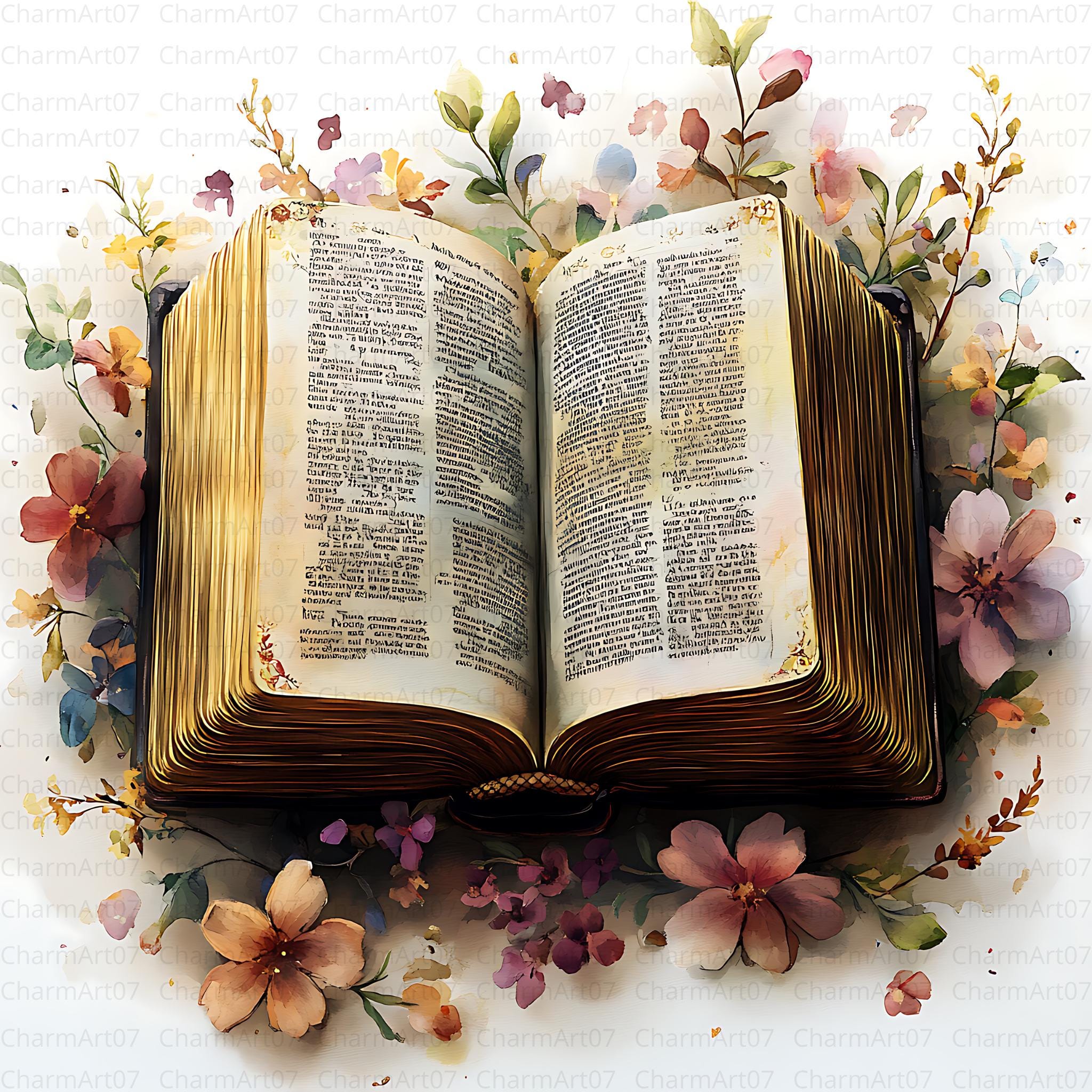 Watercolor Bible Clipart: Holy Book Art (JPG) - Etsy