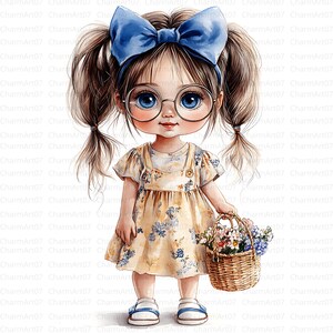 17 Cute Little Girl in Blue Bundle ,high Res Watercolor Jpgs , Junk ...