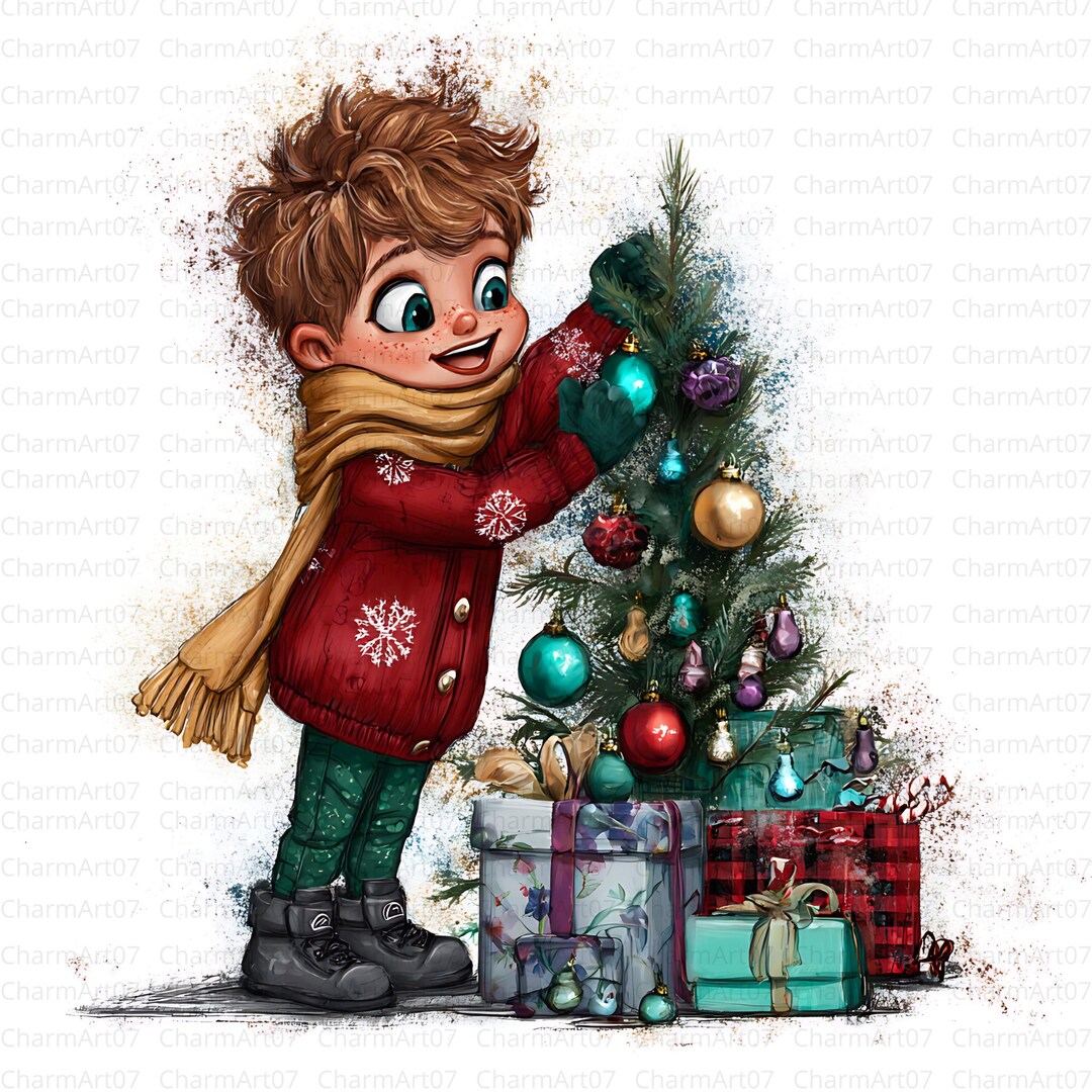 Cute Christmas Boy Clipart Bundle, 20 Watercolor Christmas Clipart ...