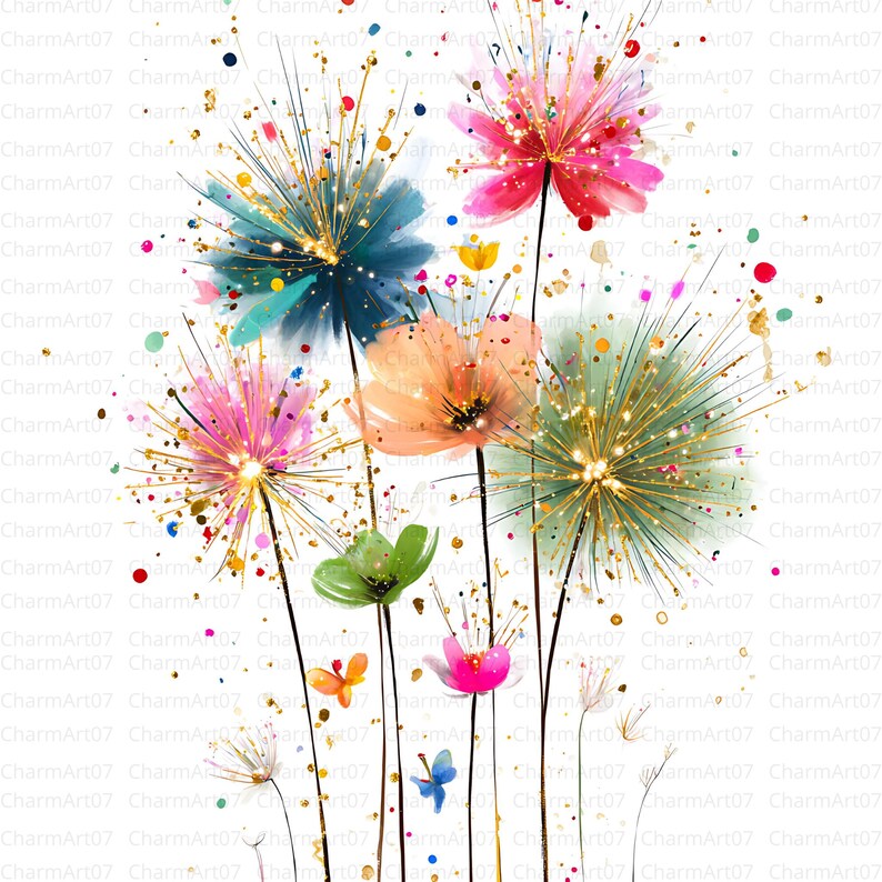 20 Abstract Wildflower Clipart Bundle, Watercolor Floral Art (digital ...