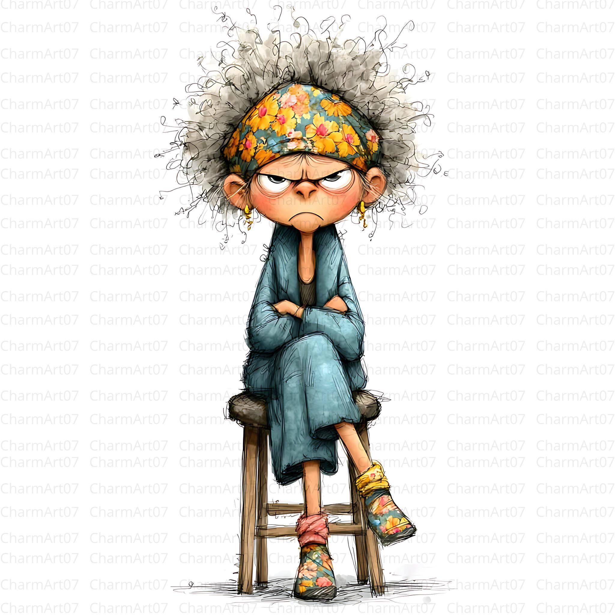 Grumpy Old Lady Clipart: Funny Grandma JPG Images (digital Download) - Etsy