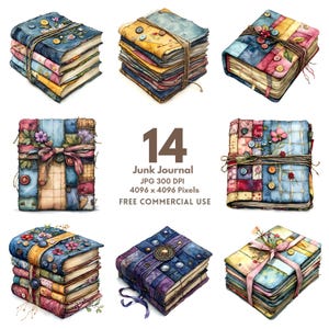 14 Junk Journal Clipart, Vintage Diary Designs, Printable Watercolor ...