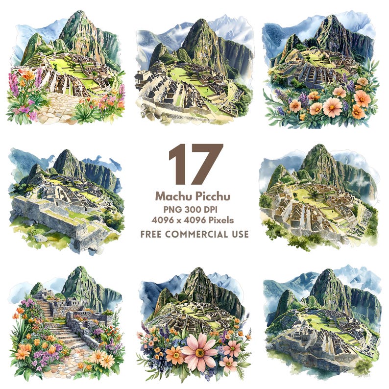 17 Machu Picchu Watercolor Clipart, High-quality Pngs, Watercolor Lost ...