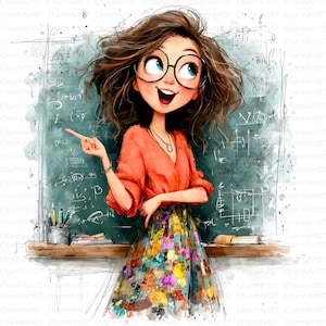 Watercolor Teacher Clipart: School Graphics (digital Download JPG Files ...