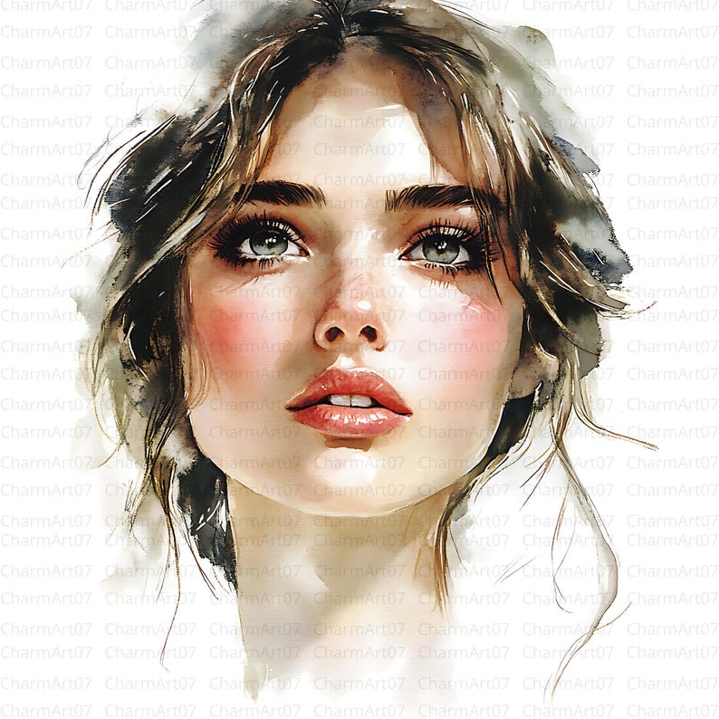 28 Woman Emotions Clipart, Woman Face Clipart, Printable Watercolor ...