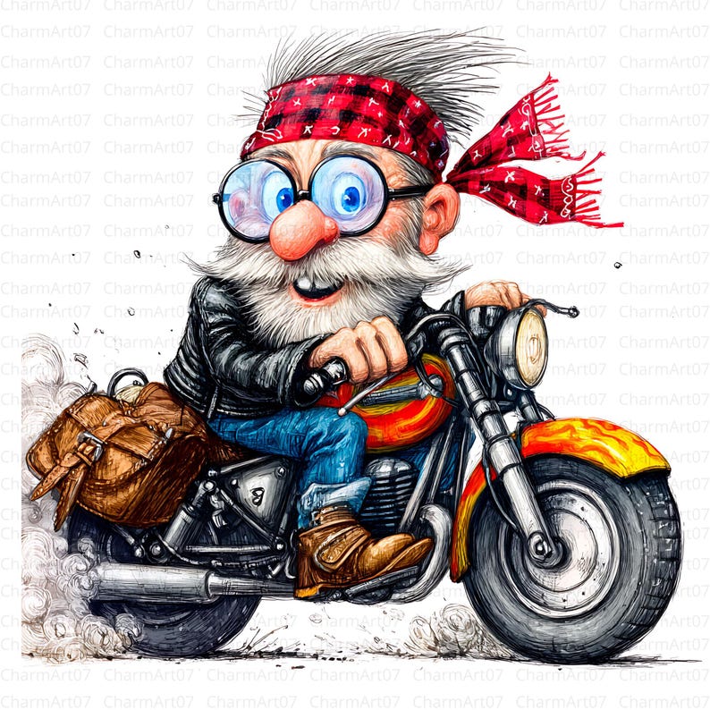 Watercolor Senior Man Clipart: Motorcycle Art, Junk Journal Graphics ...
