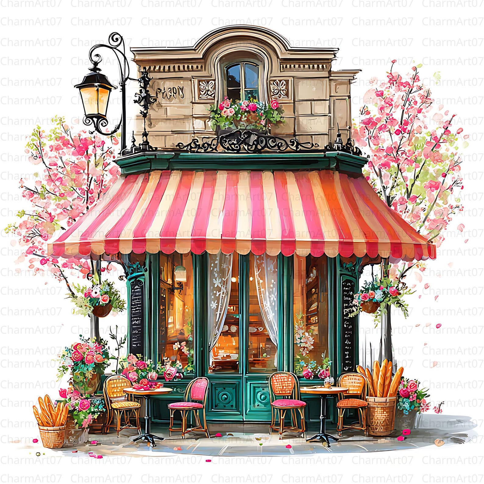 18 Cute Paris Cafe Clipart, Parisian Cafes, Paris Travel Art, France ...