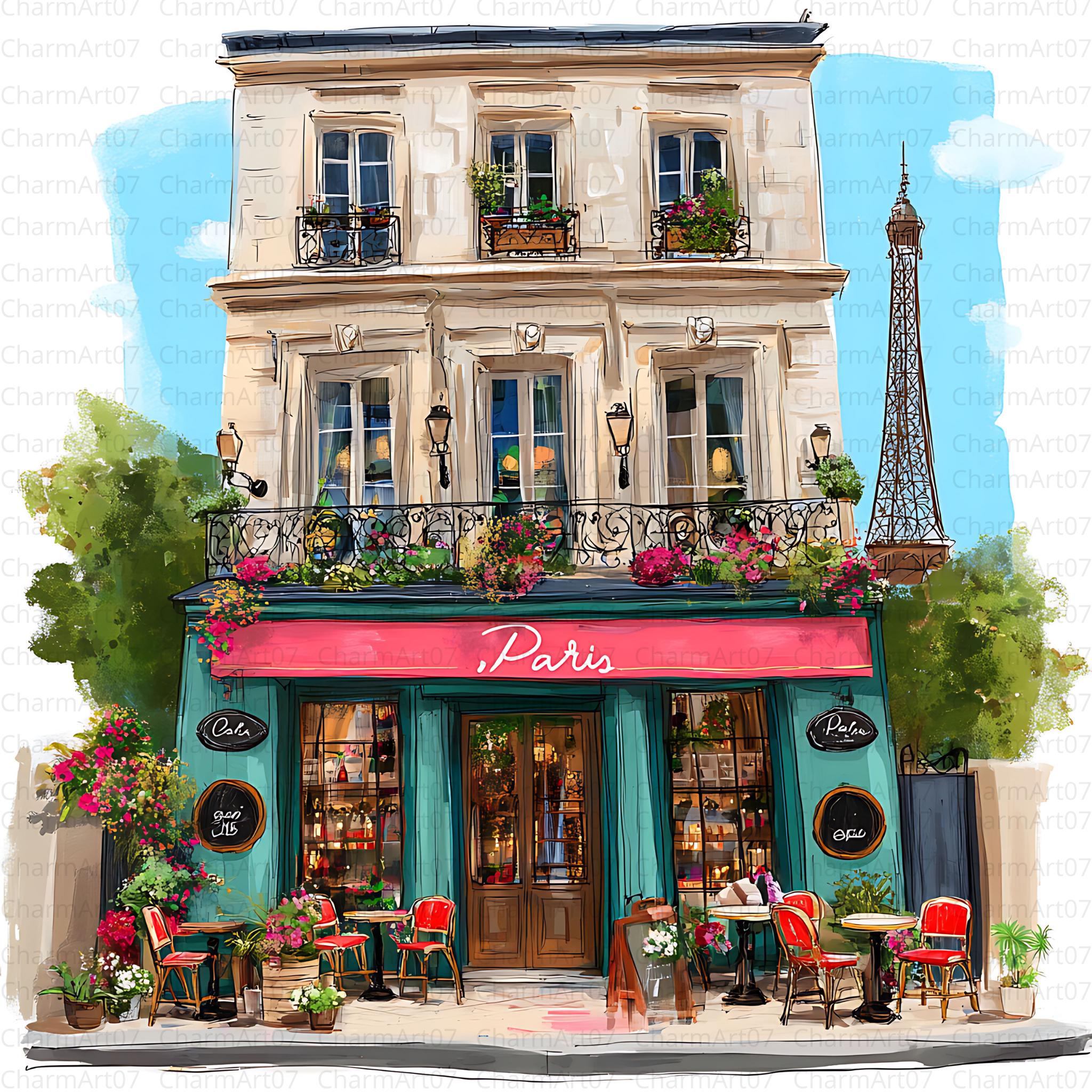 Paris Cafe Watercolor Clipart, Printable Parisian Art (JPG) - Etsy