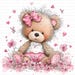 20 Watercolor Valentine Teddy Bear Clipart, Soft Pastel Love Bears ...