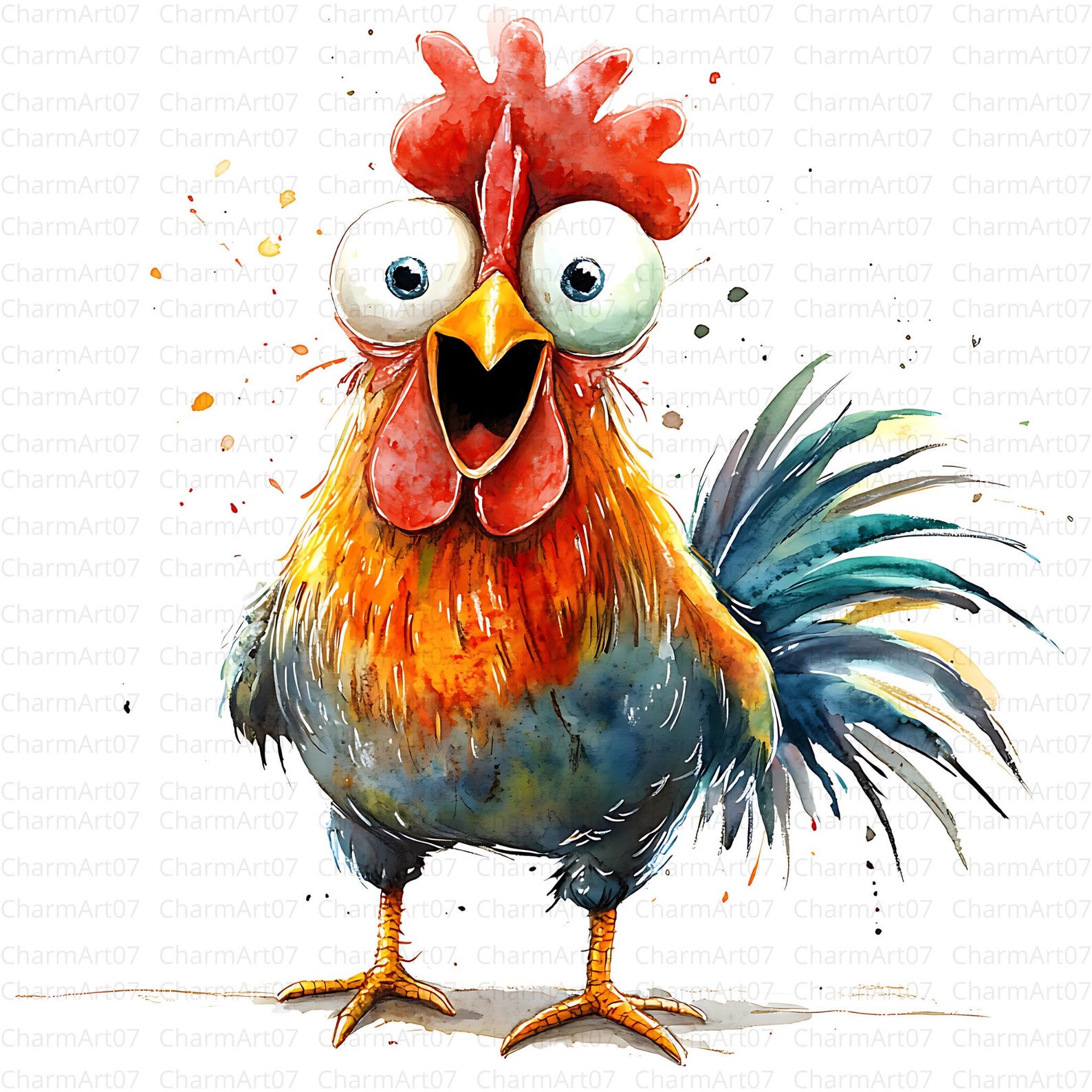 20 Funny Crazy Chicken, Quirky Cartoon Rooster Clipart, High Quality ...
