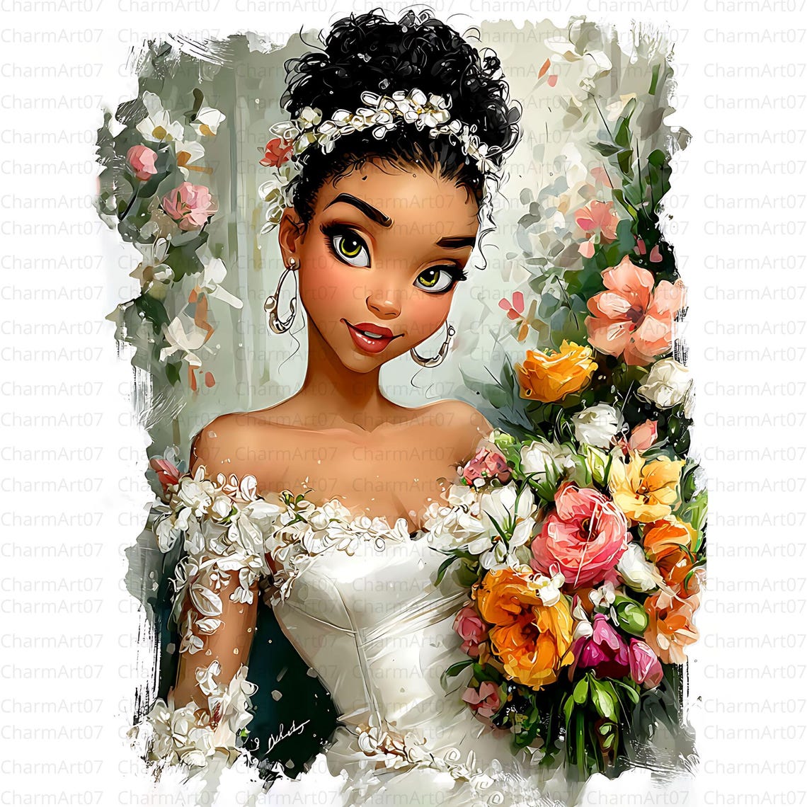 Watercolor Black Bride Clipart Bundle: Wedding Girl Illustrations (JPG ...