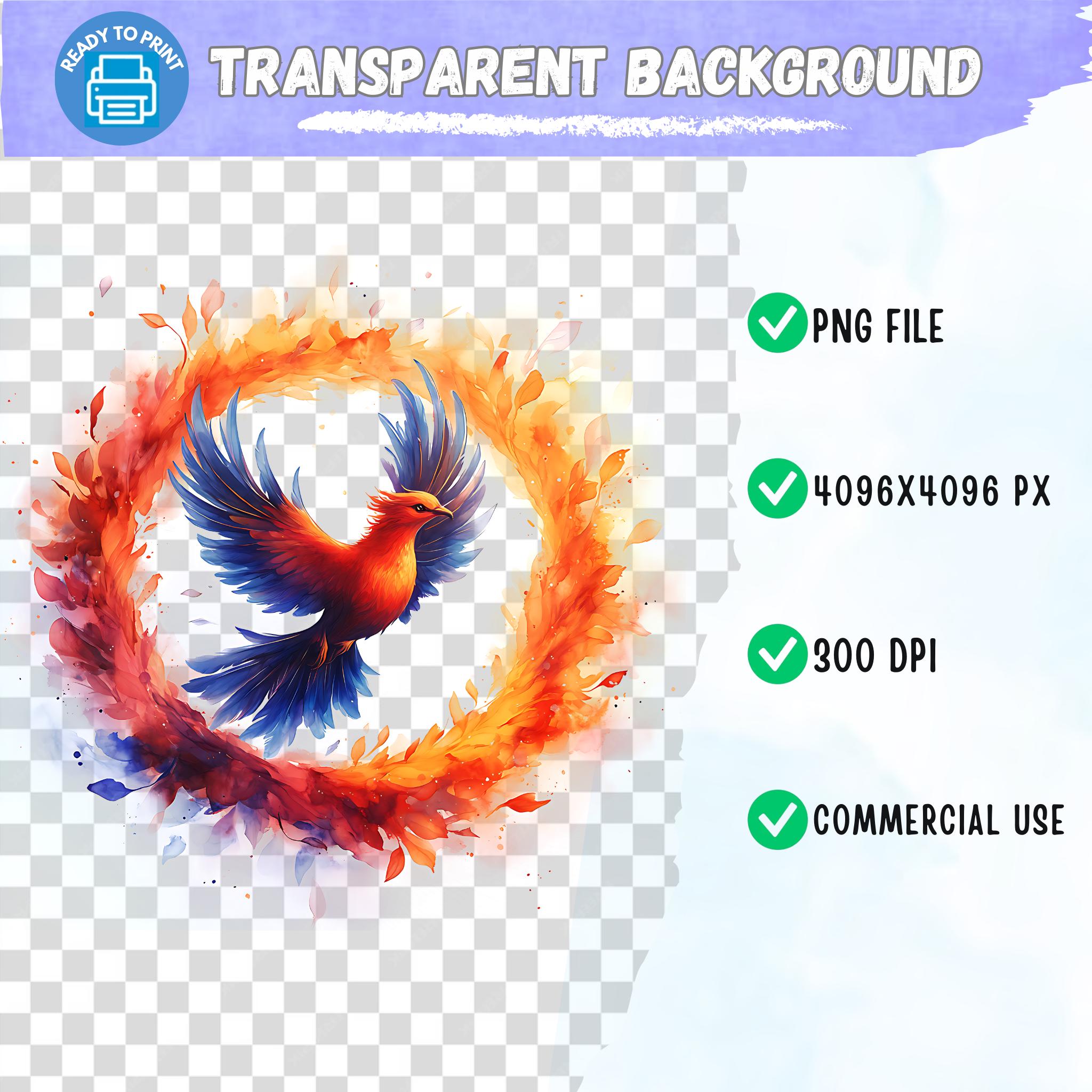 Magical Phoenix Watercolor PNG Set, Mythical Phoenix 24 Clipart Bundle ...