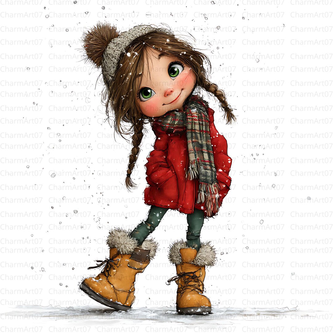 20 Watercolor Winter Girl Clipart: Festive Holiday Designs (JPG ...
