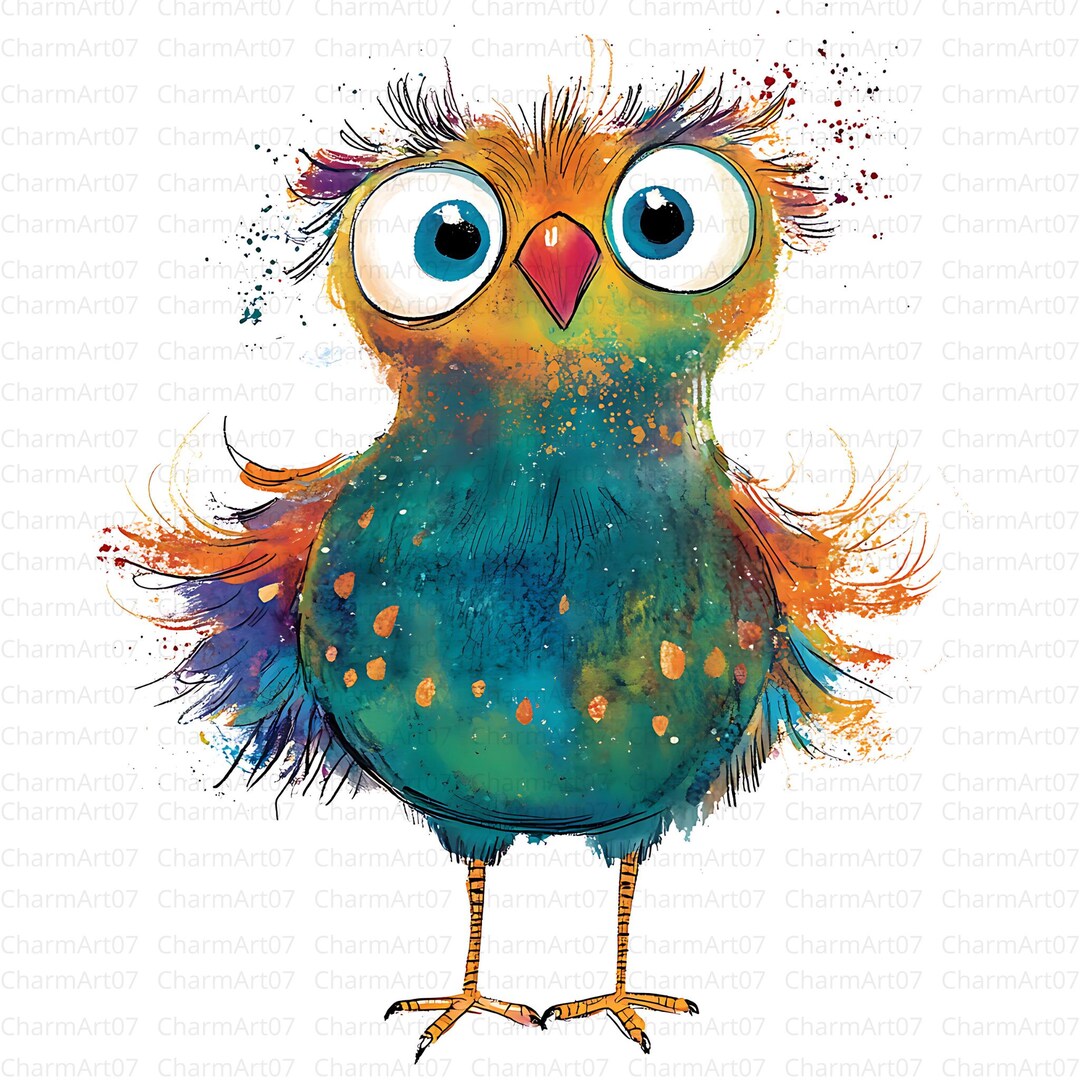 28 Whimsical Birds Clipart, Funny Birds, Digital Clipart, Watercolor ...