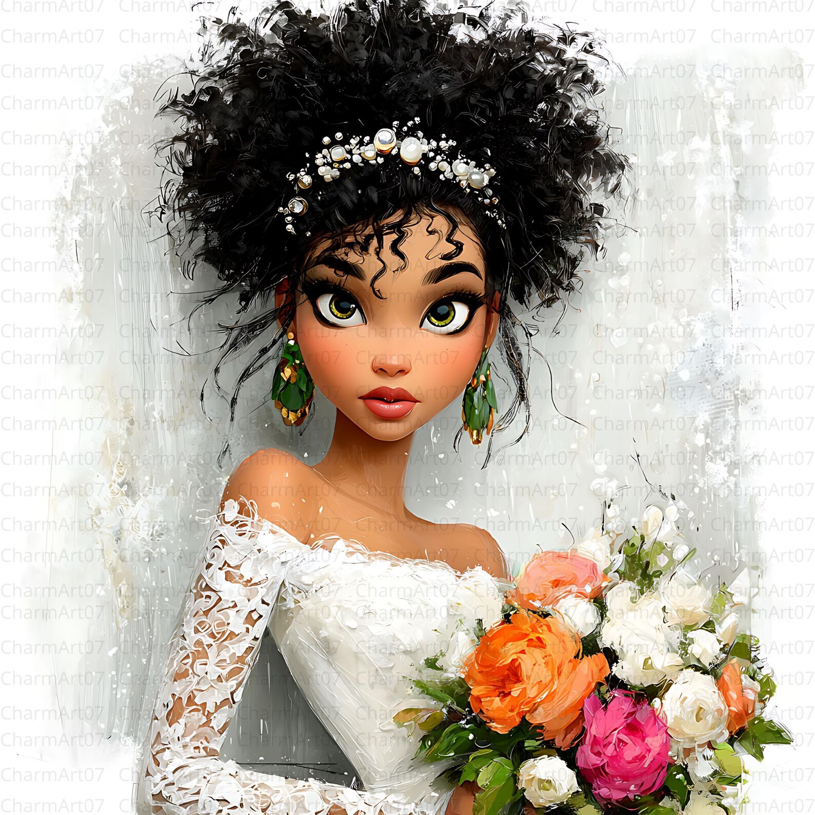 Watercolor Black Bride Clipart Bundle: Wedding Girl Illustrations (JPG ...