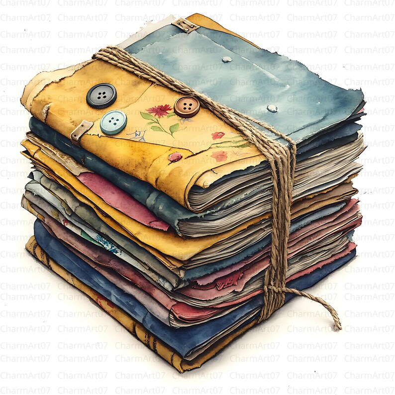 14 Junk Journal Clipart, Vintage Diary Designs, Printable Watercolor ...