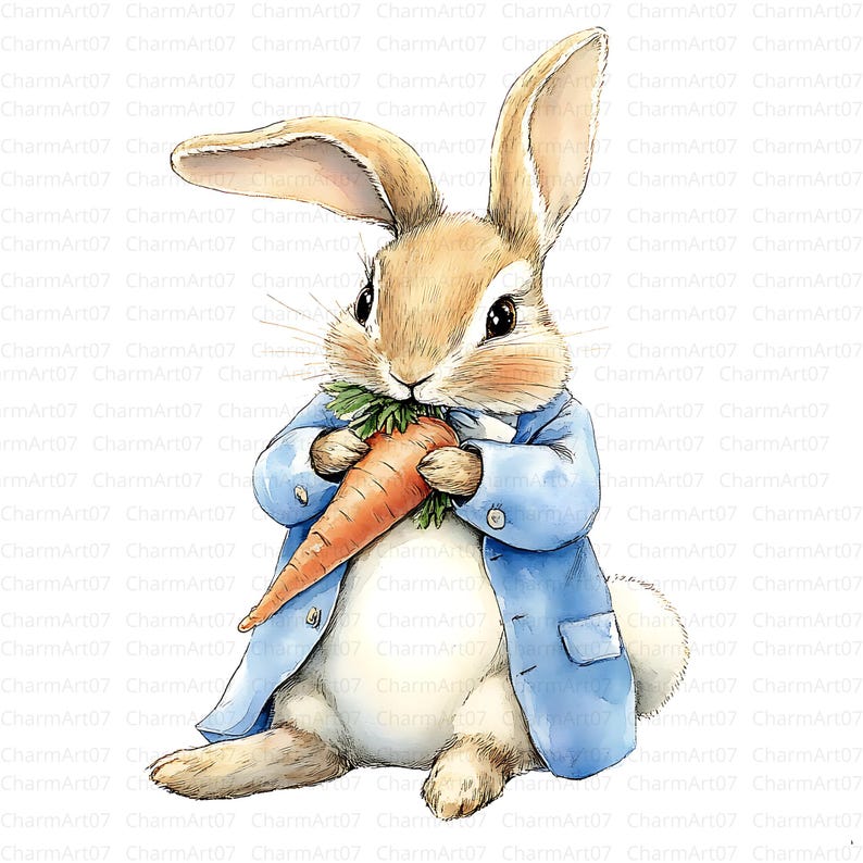 Peter Rabbit Watercolor Clipart, Beatrix Potter Style (digital Download ...