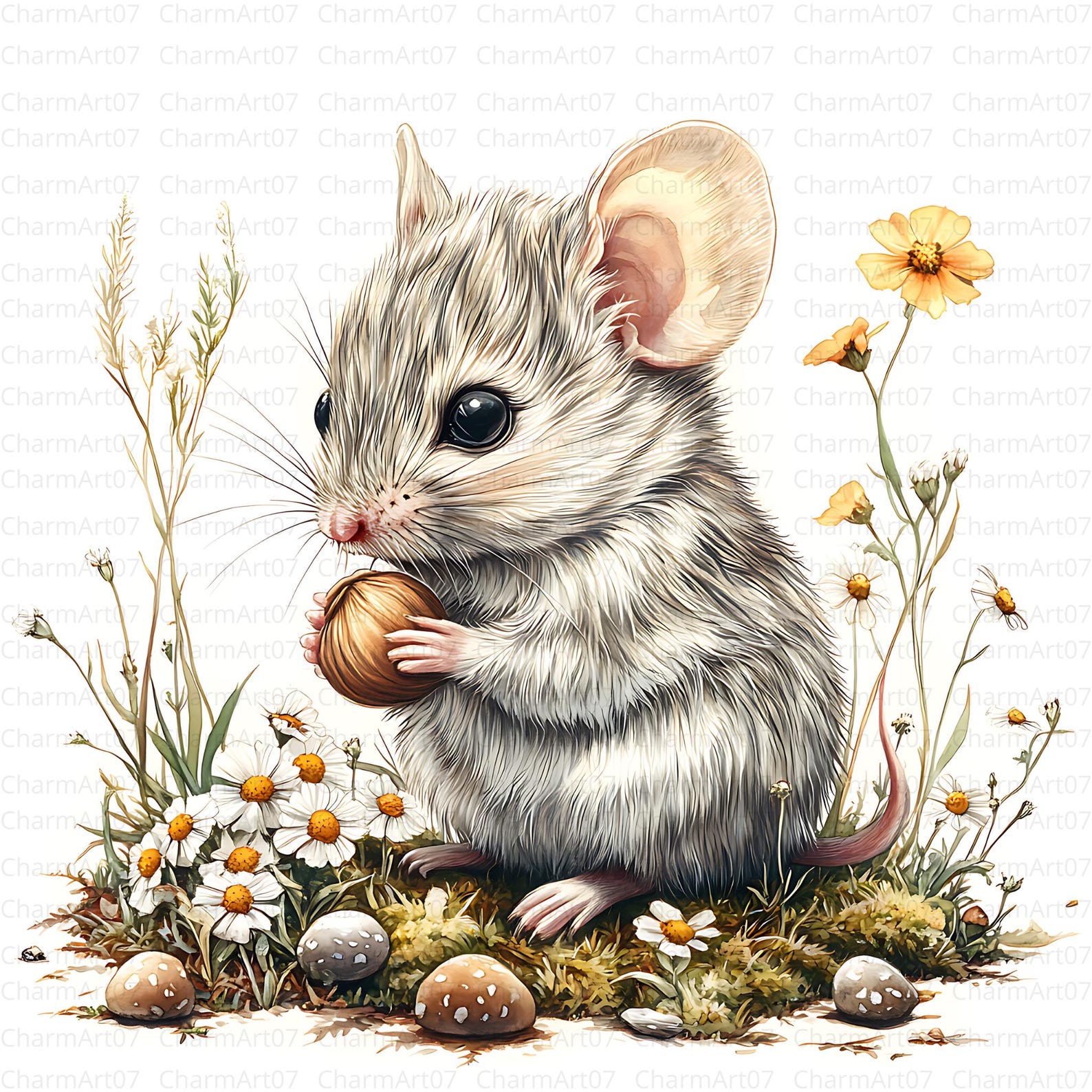 12 Mouse Eating Clipart, Cute Mouse, Printable Watercolor Clipart, High ...