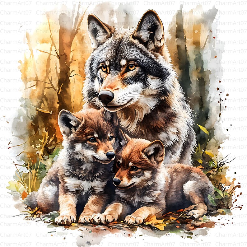 14 Wolf in Forest Clipart, High-quality Jpgs , Wolf in Snowy Landscape ...