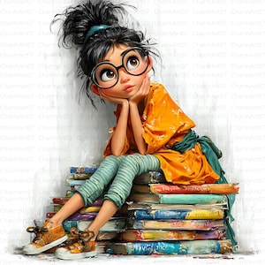 Girl Reading Watercolor Clipart Bundle: Literary Art (digital Download ...