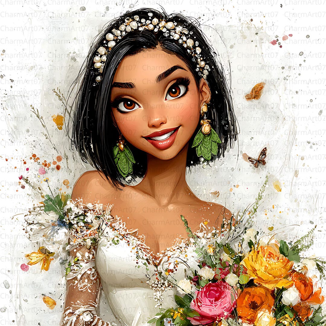 Watercolor Black Bride Clipart Bundle: Wedding Girl Illustrations (JPG ...