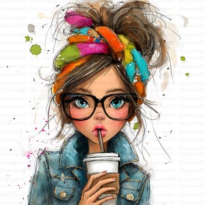 Girl Drinking Tea Watercolor Clipart, Art (JPG) - Etsy