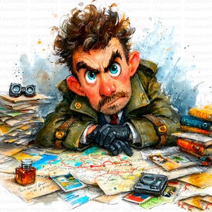 Detective Clipart Set: Secret Agent Illustrations for Junk Journals ...