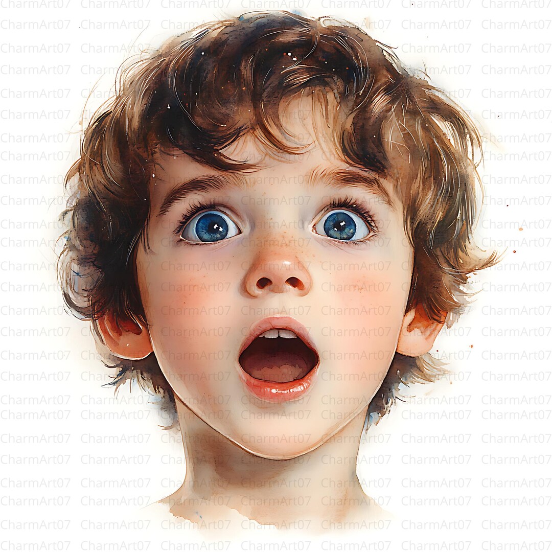 24 Watercolor Children's Emotions Clipart, Printable Watercolor Clipart ...