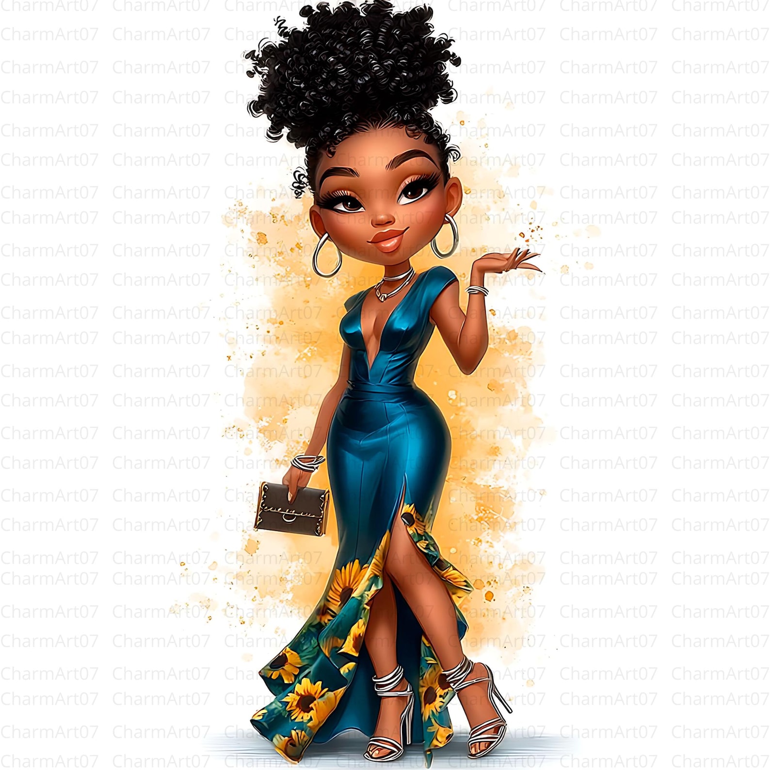Black Girl Clipart Bundle: Watercolor Afro Graphics (digital Download ...