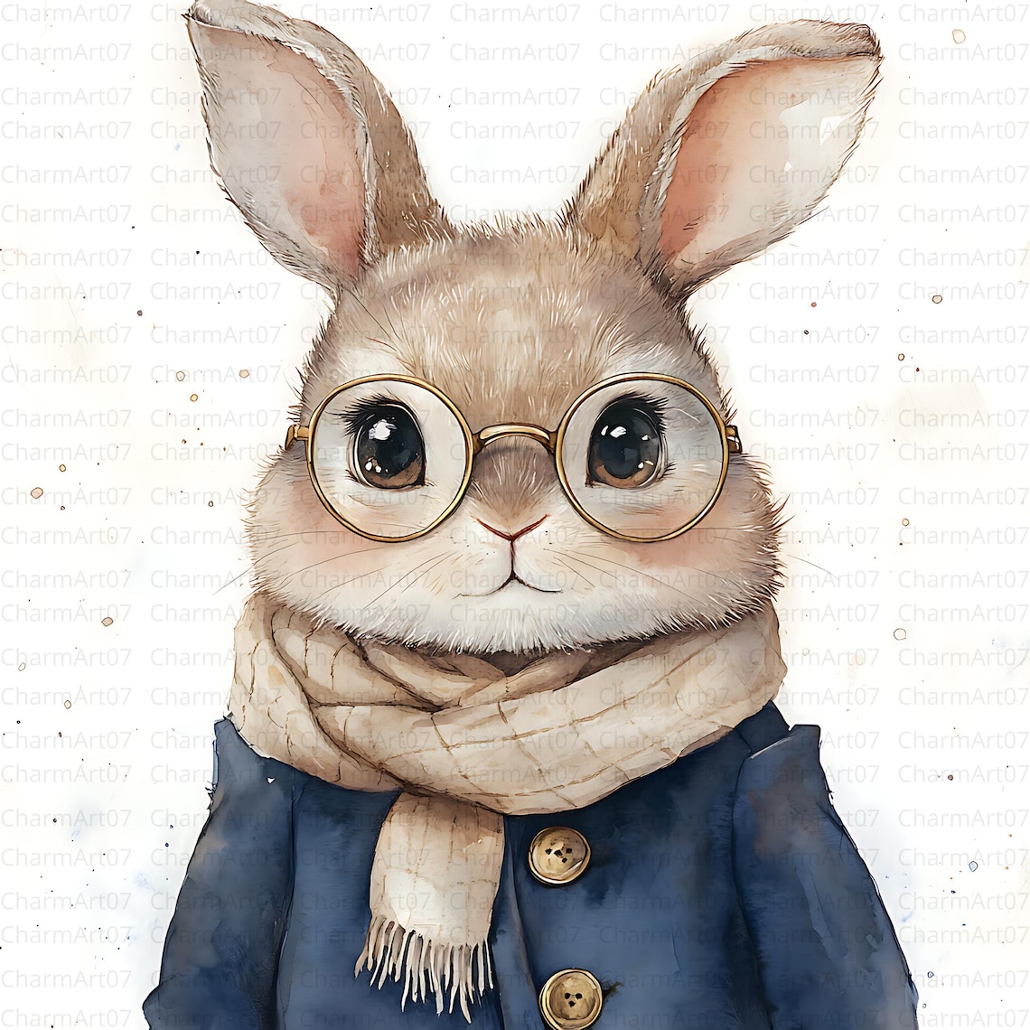 13 Watercolor Bunny Clipart, Rabbit Clipart, Nursery Animal Clipart ...