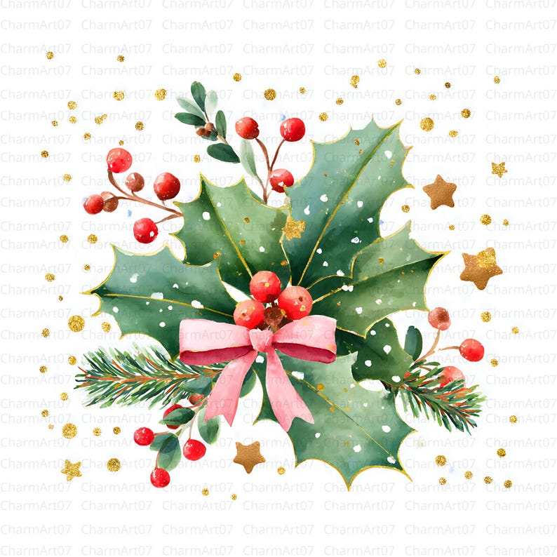20 Mistletoe Christmas Clipart, Winter Botanical, Vintage Mistletoe ...