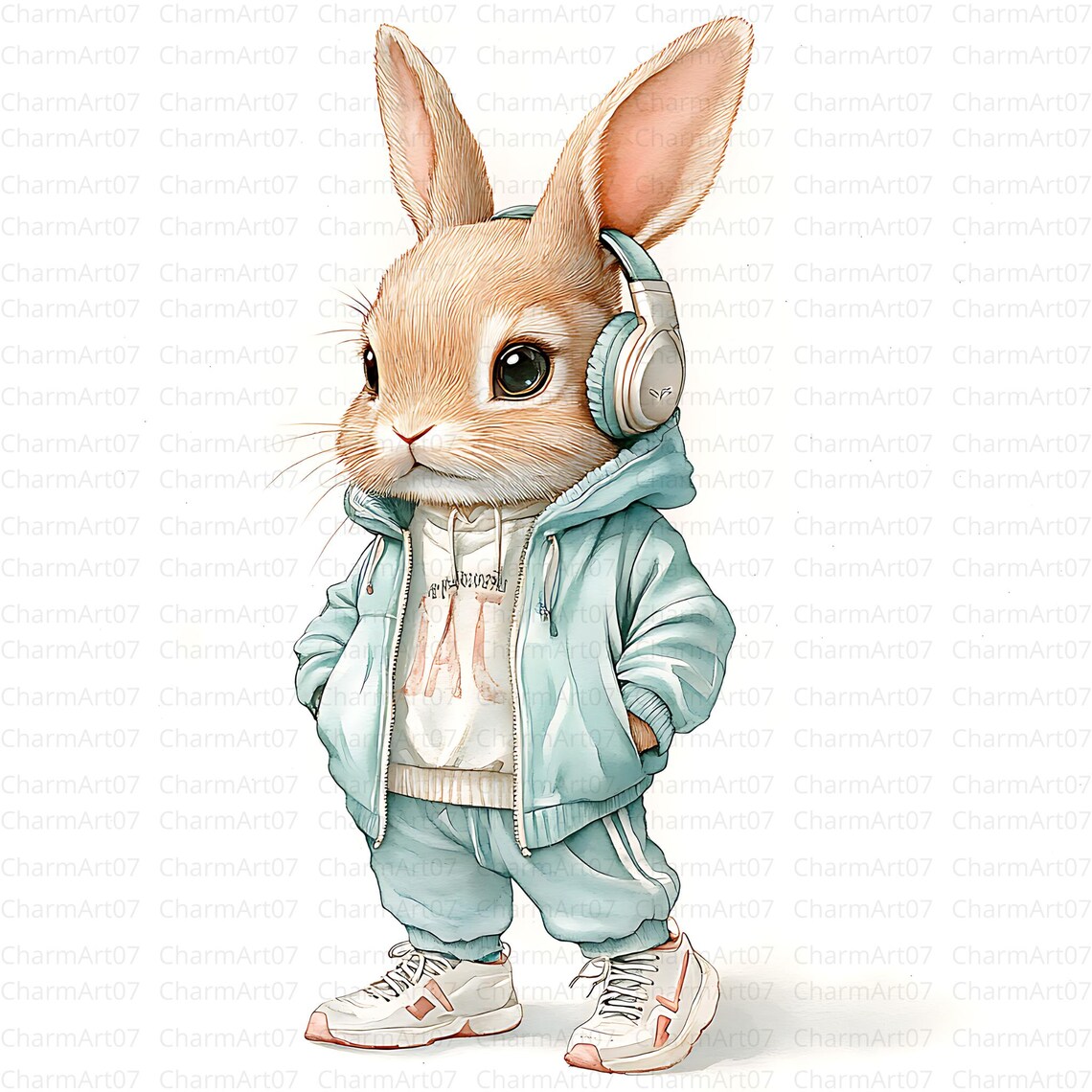 13 Watercolor Bunny Clipart, Rabbit Clipart, Nursery Animal Clipart ...