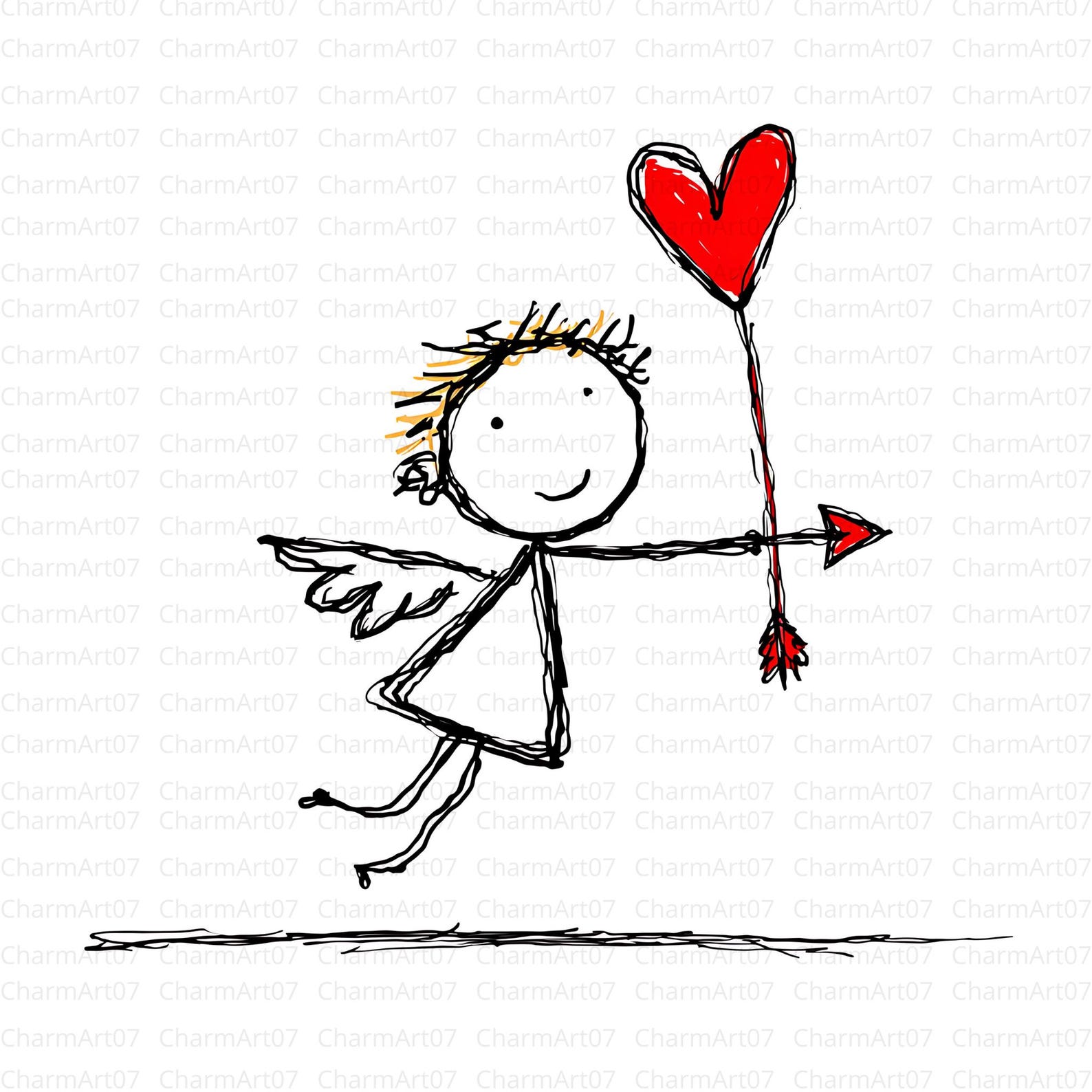 70 Valentine's Day Scribbles Clipart: Love Heart Girl Line Art (digital ...