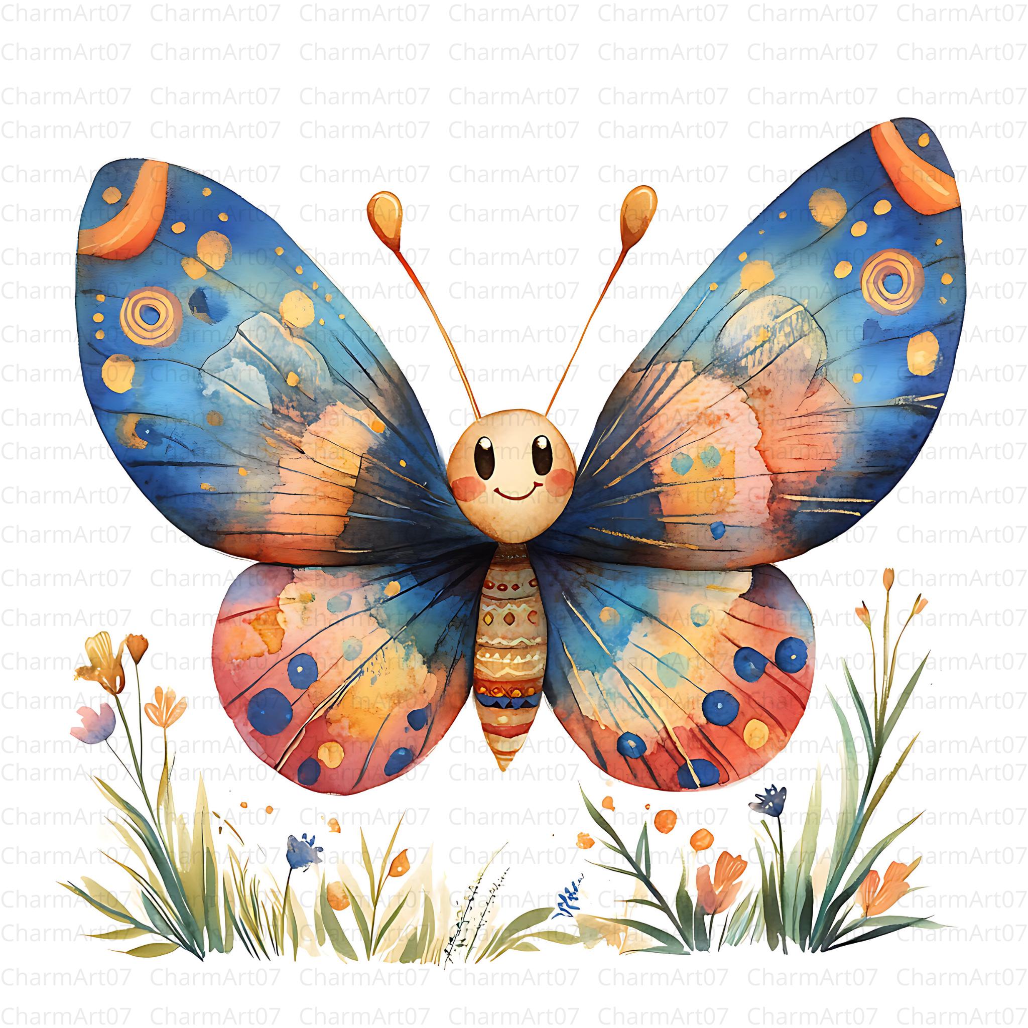 19 Whimsical Butterfly, Cute Butterfly Clipart, High Quality Jpgs ...