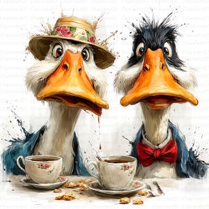 Quirky Duck Watercolor Clipart, Funny Animal Art (digital Download) - Etsy