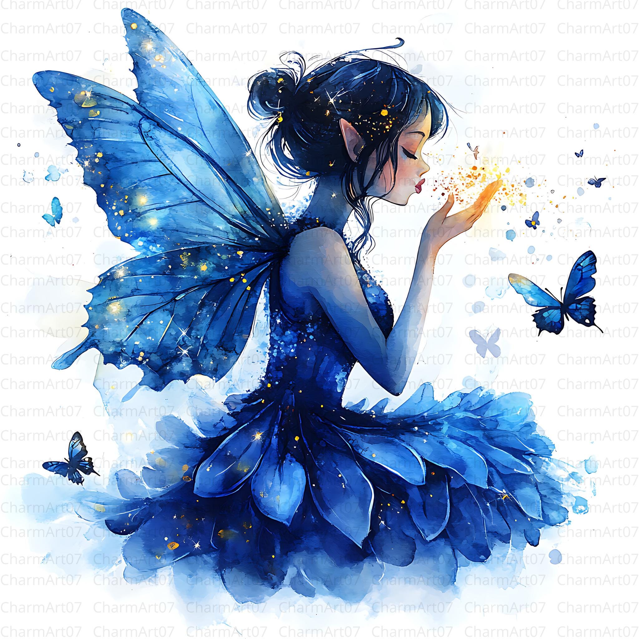 20 Blue Fairy Clipart ,spring Fairies Clip Art, Watercolor Fairies ...