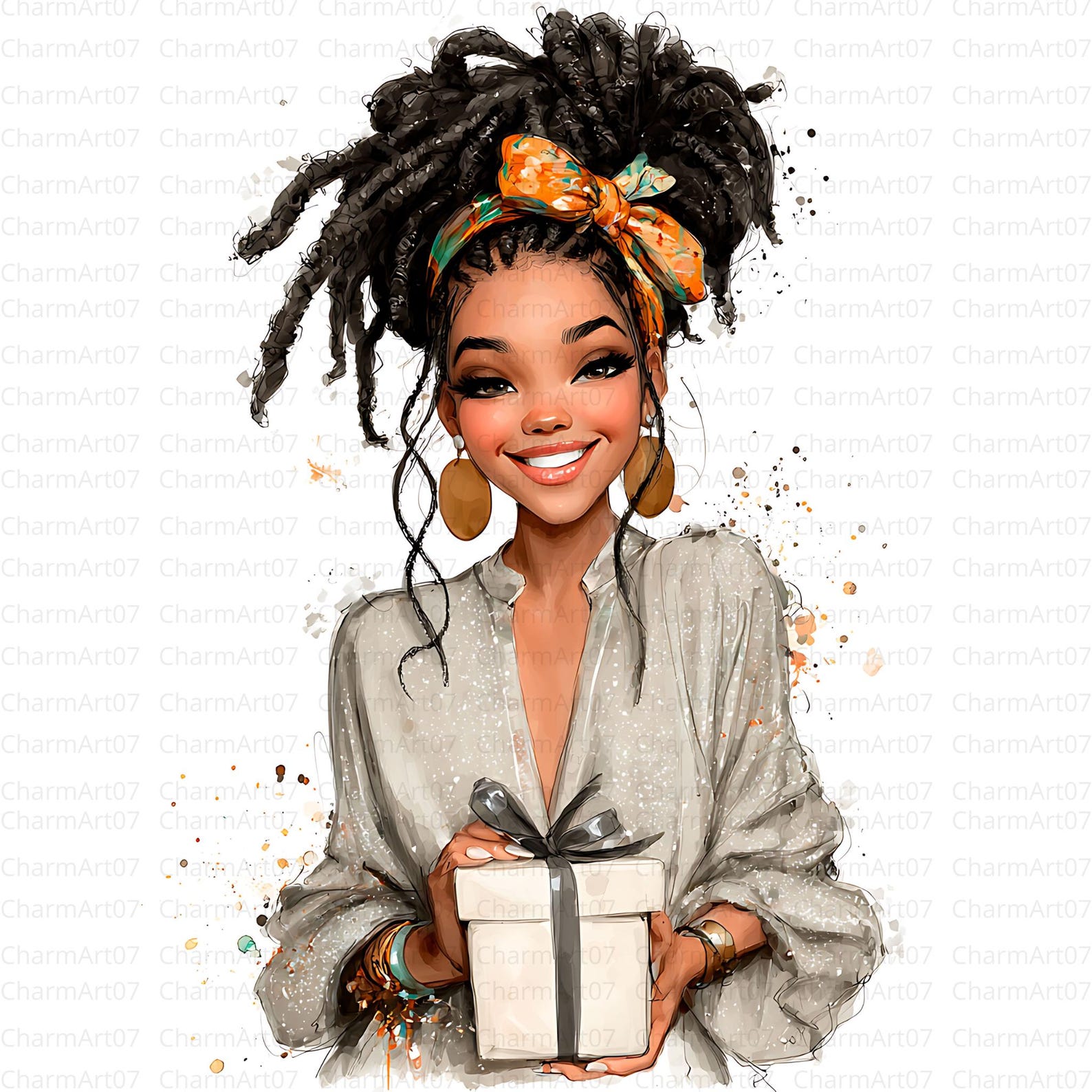 African American Women Clip Art: Watercolor Style Illustrations (JPG ...
