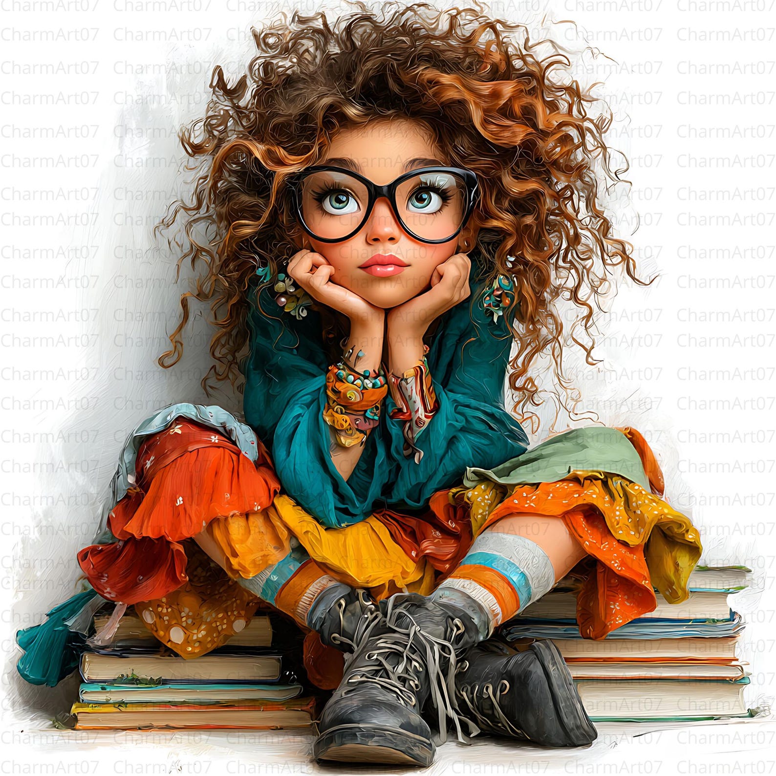Girl Reading Watercolor Clipart Bundle: Literary Art (digital Download ...