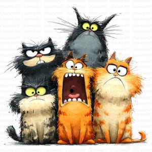 Watercolor Cat Clipart: Whimsical Kitten Art for Junk Journals (digital ...