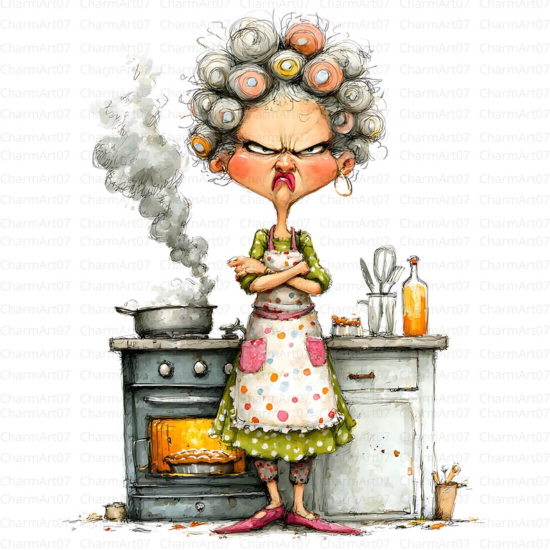 Grumpy Old Lady Clipart: Funny Grandma JPG Images (digital Download) - Etsy