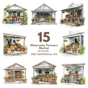 Watercolor Farmers Market Clipart: Fruits, Vegetables (instant Download ...
