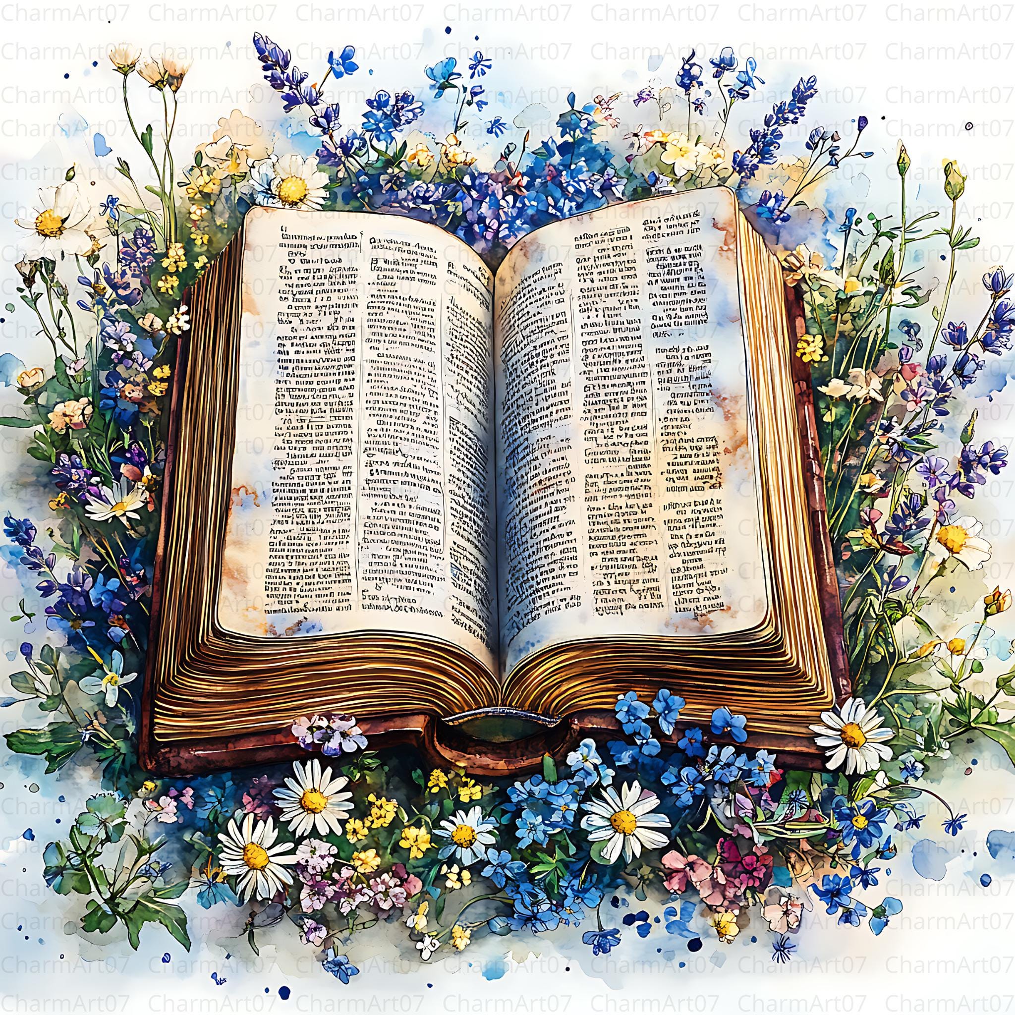 Watercolor Bible Clipart: Holy Book Art (JPG) - Etsy