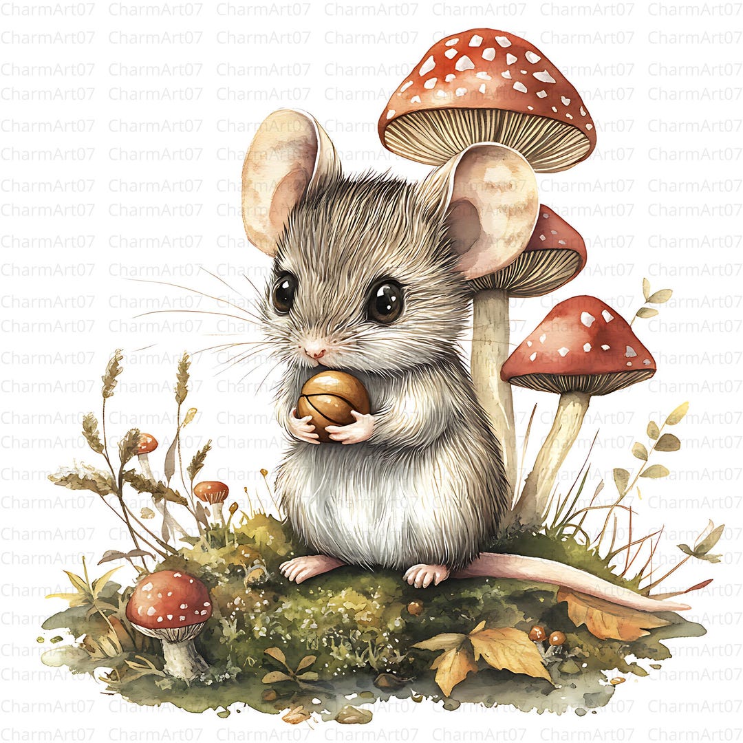 12 Mouse Eating Clipart, Cute Mouse, Printable Watercolor Clipart, High ...