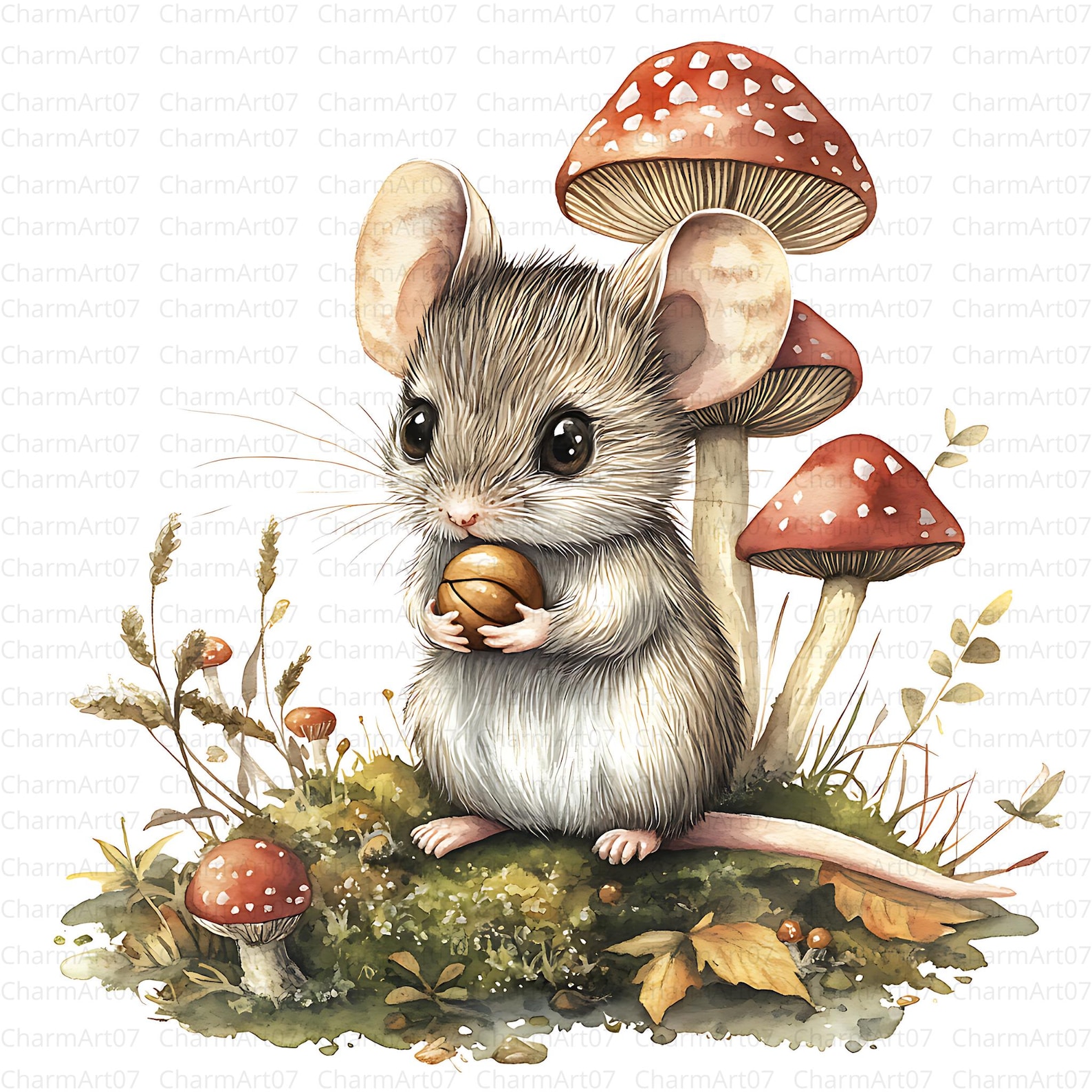 12 Mouse Eating Clipart, Cute Mouse, Printable Watercolor Clipart, High Quality Jpgs, Digital ...
