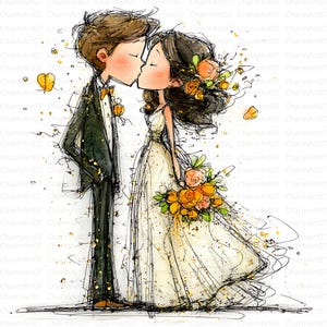 Chibi Wedding Couple Clipart Bundle (JPG Digital Download) - Etsy