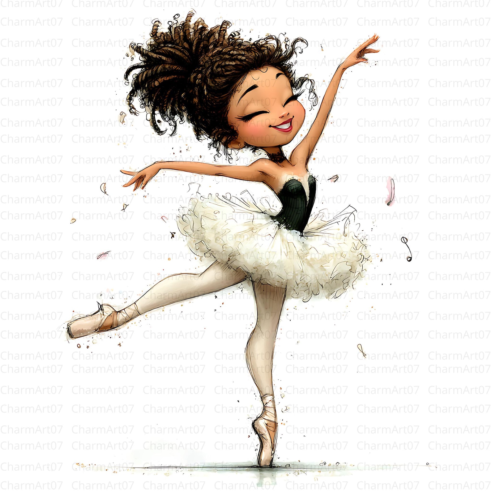 Black Ballerina Clipart: Watercolor African Dancer (JPG Digital Craft ...
