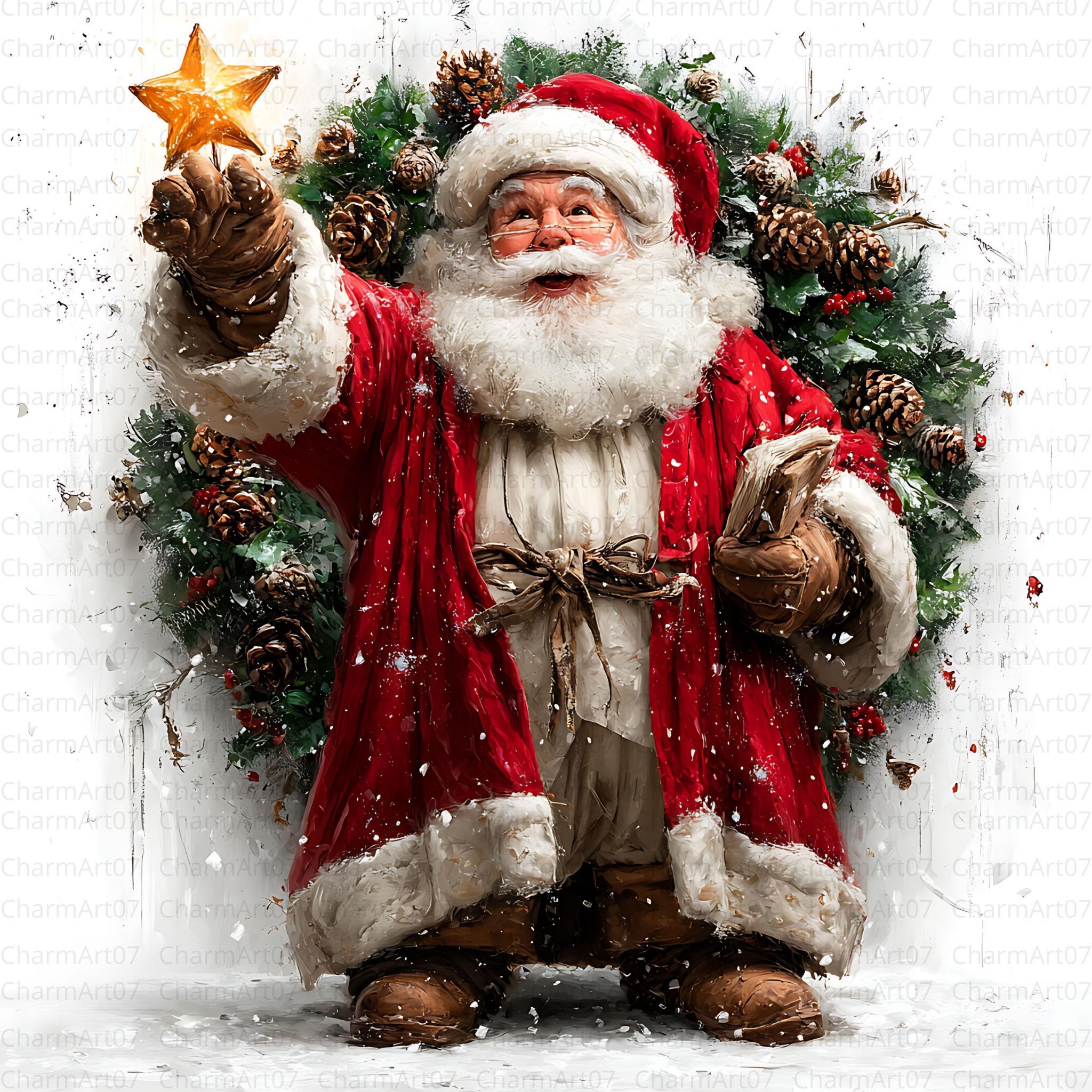 Santa Claus Clipart Bundle: Watercolor Christmas Card Art (JPG) - Etsy